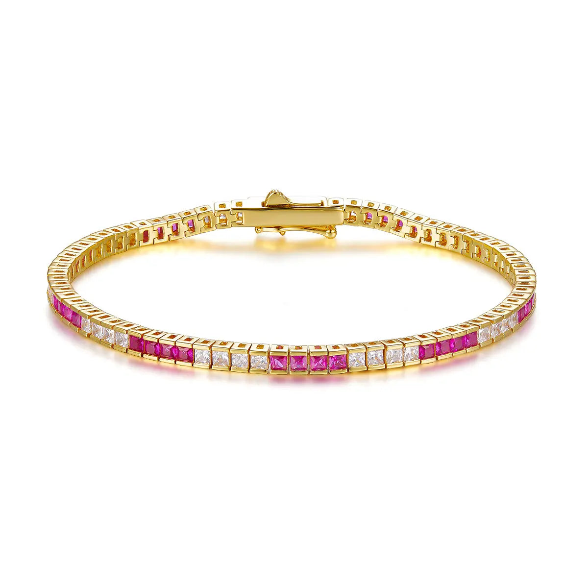 Anna Zuckerman 5 Carat Princess Cut Ruby Bracelet in Gold