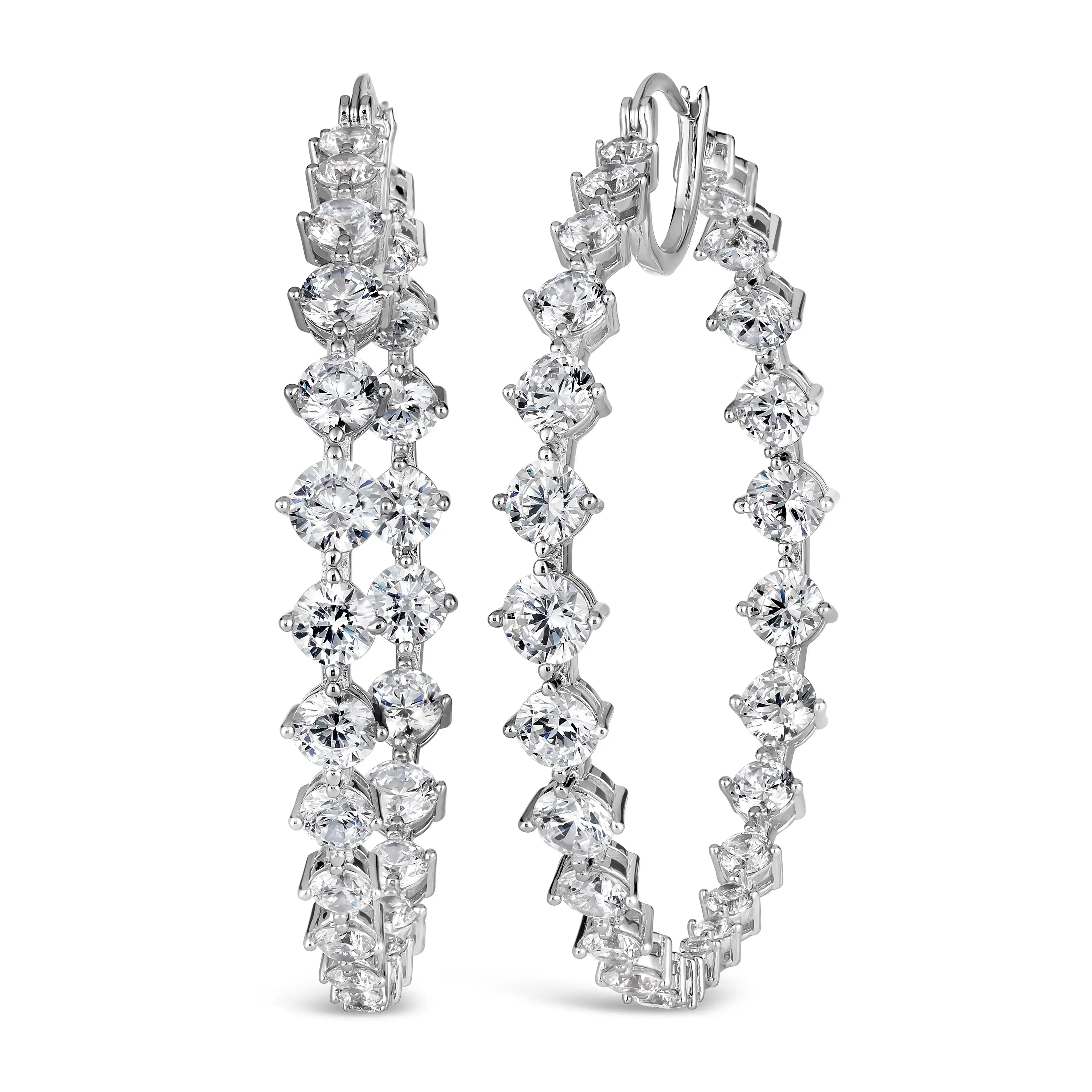 Manhattan Hoop Earrings in Platinum | Anna Zuckerman